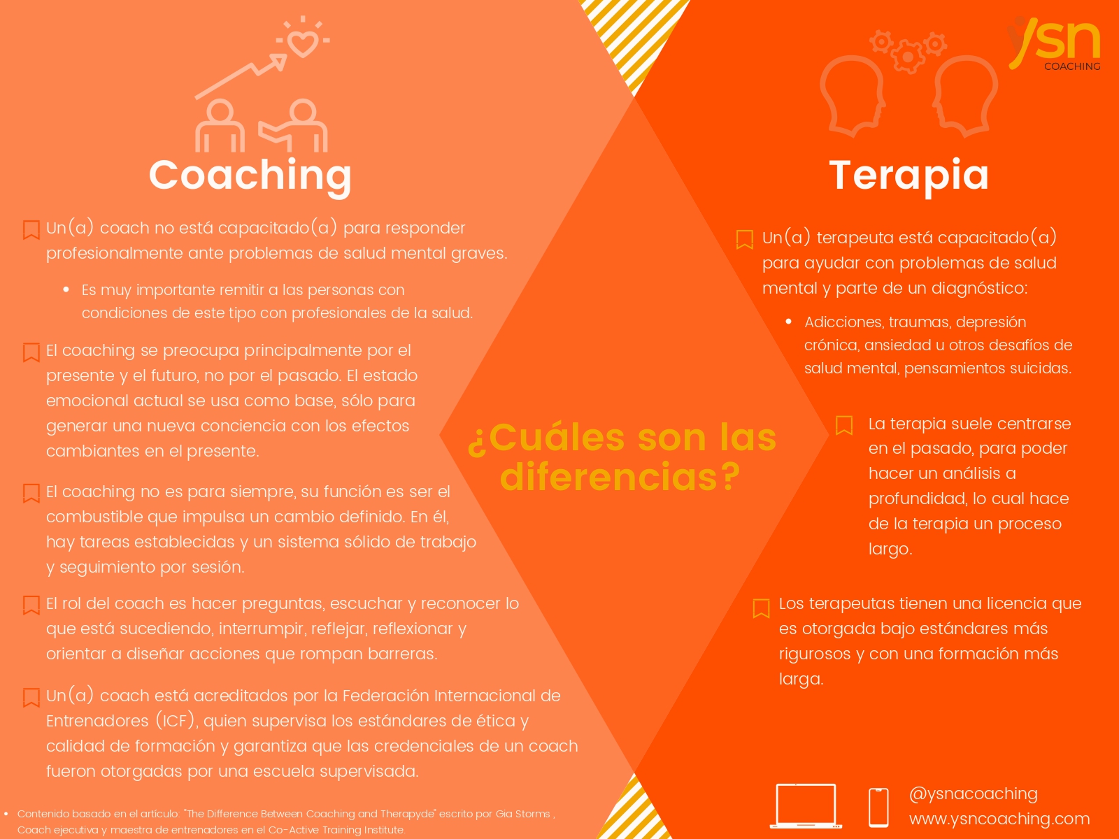 ¿Coaching o terapia? ¿Cuál es la diferencia? - YSN Coaching
